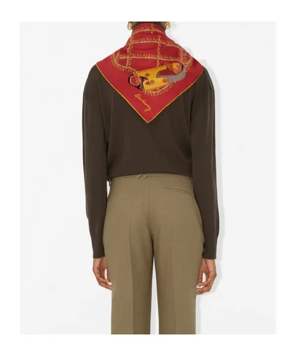 Burberry Chain Check Silk Scarf - Rust