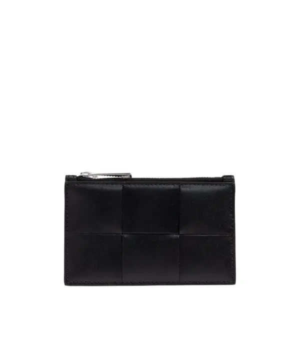 Bottega Veneta Intrecciato Zipped Card Holder - Black