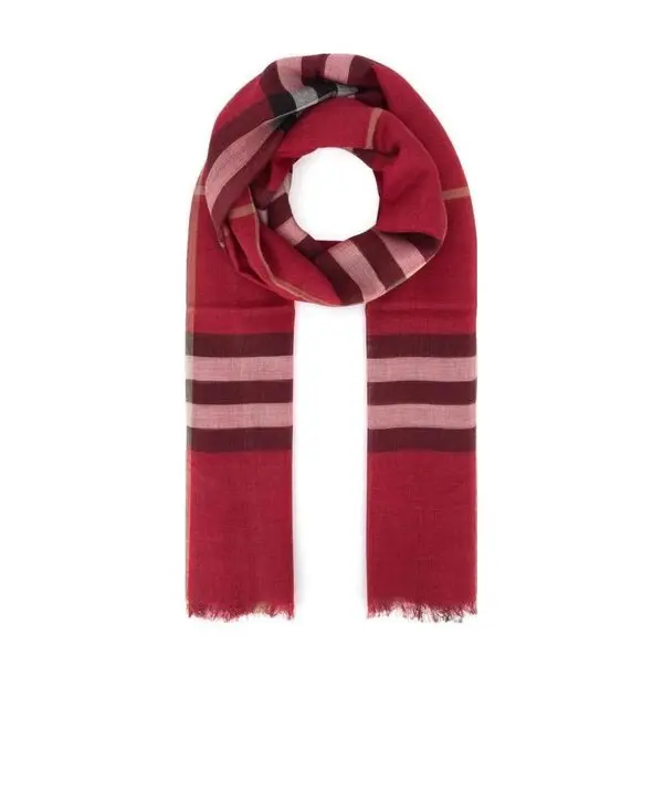 Burberry Checkered Blended Scarf - Red