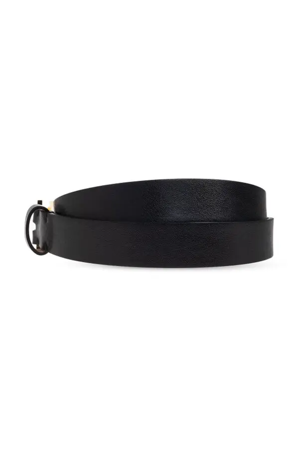 Victoria Beckham Wide Buckle Leather Belt - Black