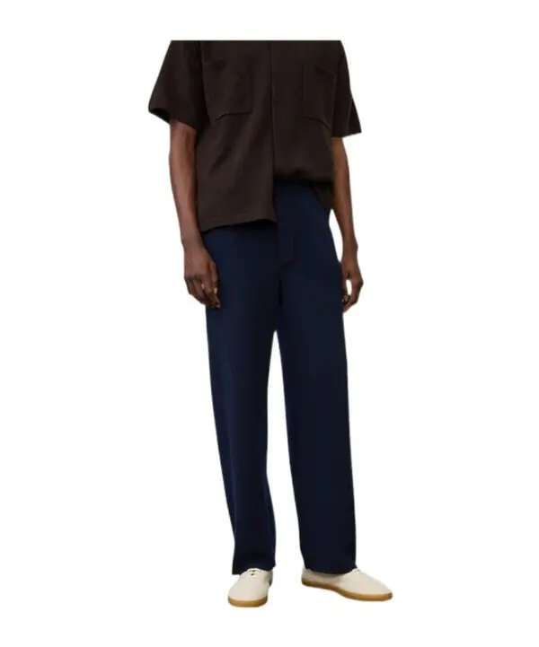 LISA YANG Parker Cashmere Knitted Wide Leg Trousers - Navy