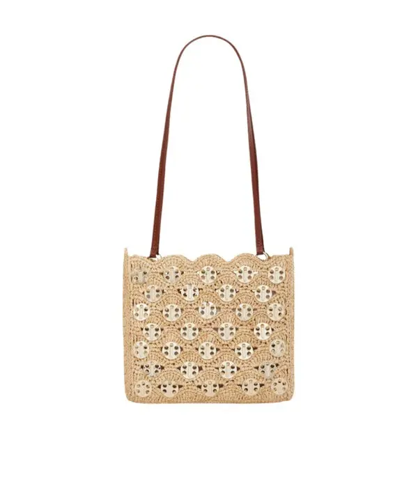 Rabanne Crochet Disc Shoulder Bag - Nude