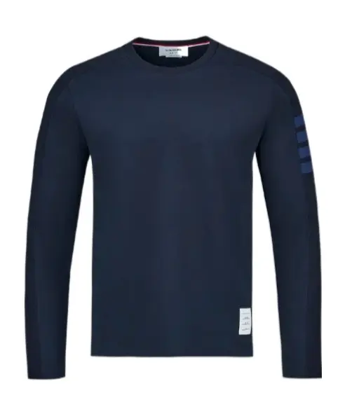 Thom Browne Four-bar Crewneck Sweatshirt - Navy Blue