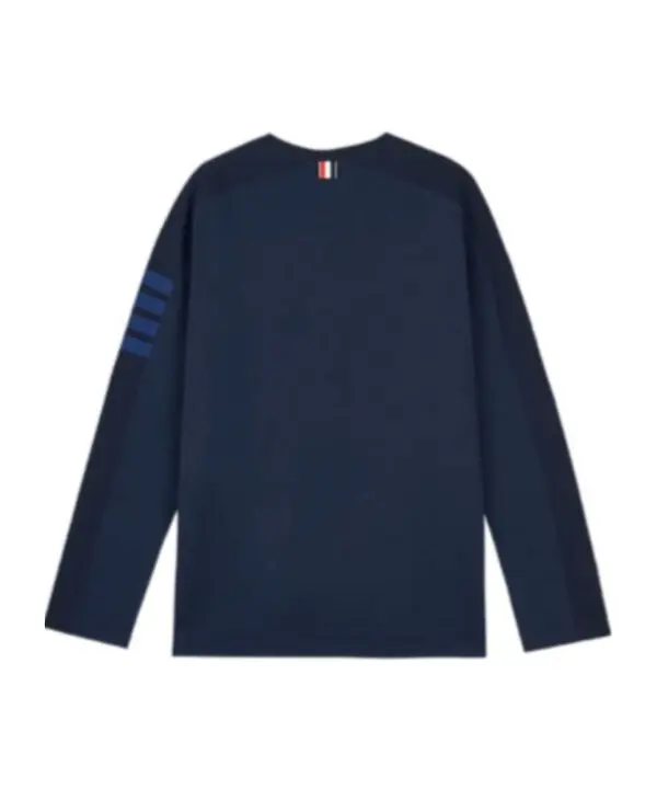 Thom Browne Four-bar Crewneck Sweatshirt - Navy Blue