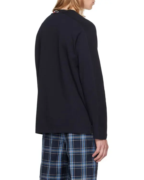 Thom Browne Four-bar Crewneck Sweatshirt - Navy Blue