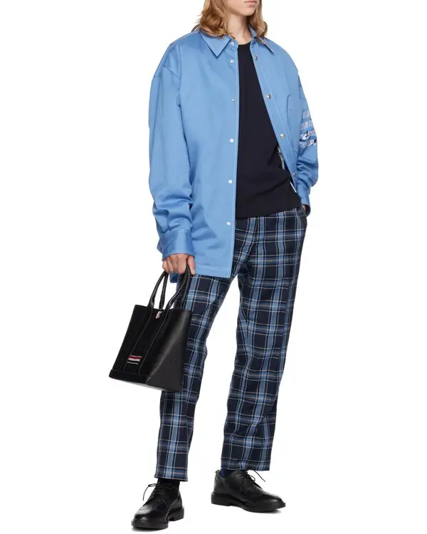Thom Browne Four-bar Crewneck Sweatshirt - Navy Blue