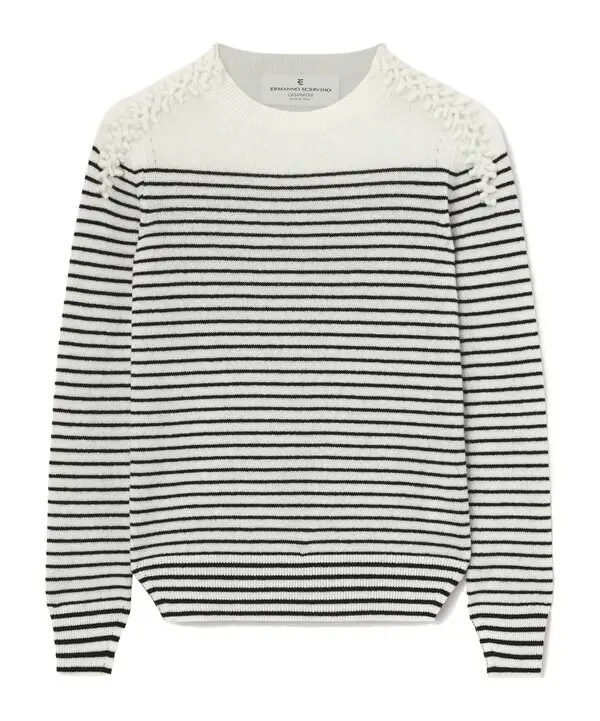 Ermanno Scervino Striped Fine Knit Jumper - White