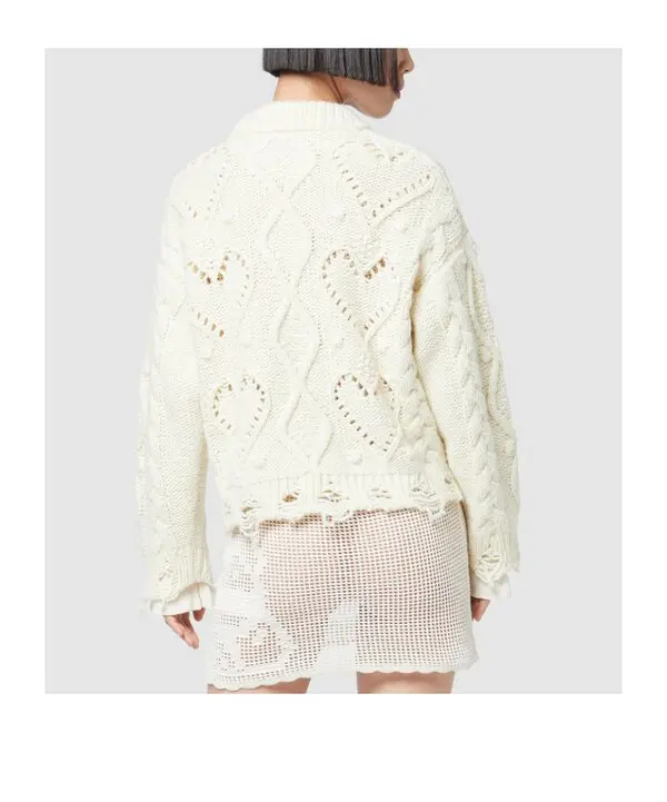 Gcds Destroyed Chunky-knit Jumper - White