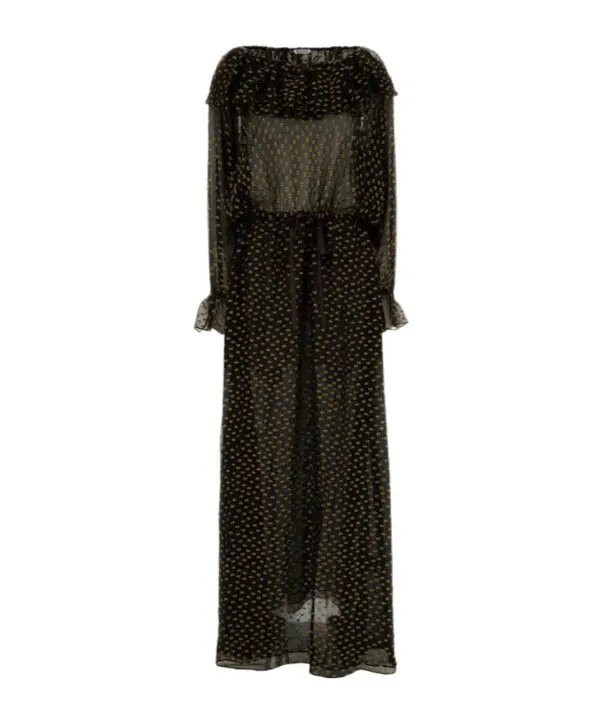 BODE Patterned Maxi Dress With Ruffled Detail