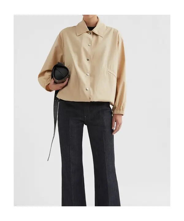 JIL SANDER Logo-printed Textured Jacket - Nude
