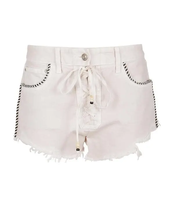 Alanui Saguaro Denim Shorts - White