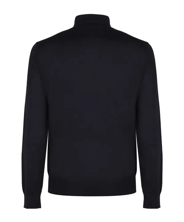 Zegna Long Sleeve Knitted Polo Shirt - Black