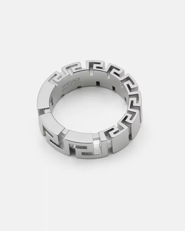 Versace Greca Pattern Ring - Silver