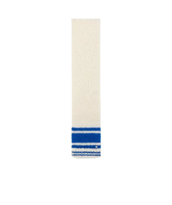 Celine Striped Scarf In Chunky Mohair And Wool - Off-white/lightning Blue