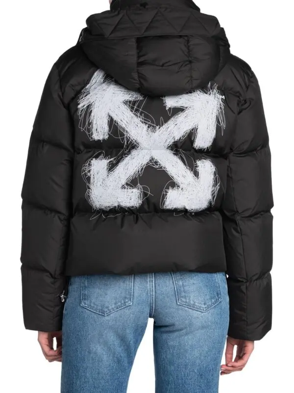 Off-White Scribbled Arrows Hooded Down Jacket - Black