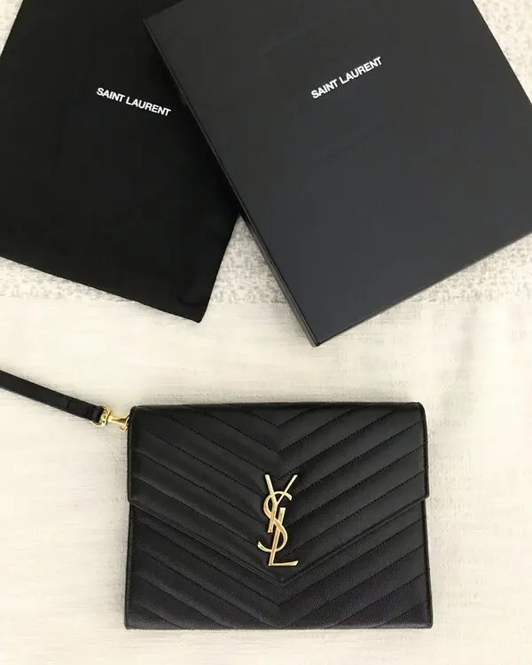 Saint Laurent Cassandre Matelassé Flap Pouch - Black