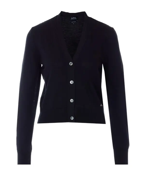 A.p.c. Logo Intarsia V-neck Cardigan - Black