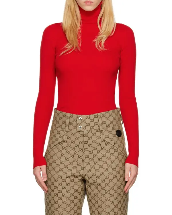Gucci Logo Embroidered Roll Neck Jumper