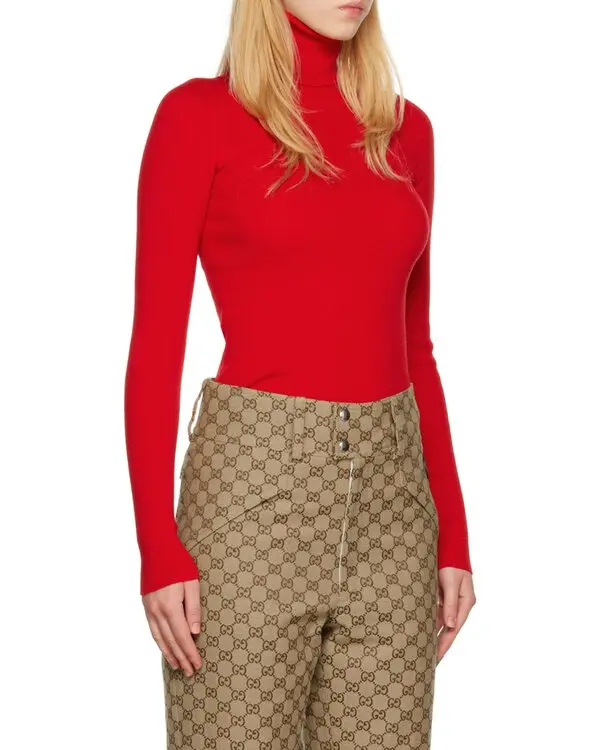 Gucci Logo Embroidered Roll Neck Jumper