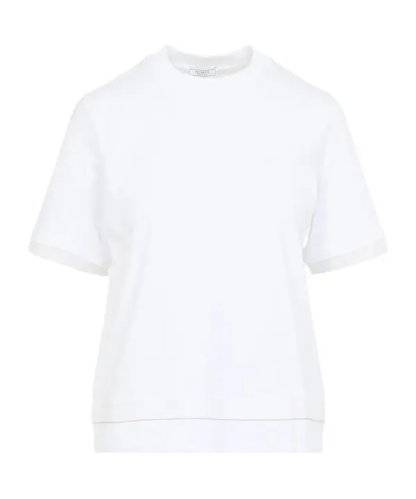 Peserico Embellished Hem T-shirt - Natural White
