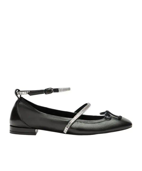 STUART WEITZMAN Stefanie Embellished Ballerina Flats - Black/clear