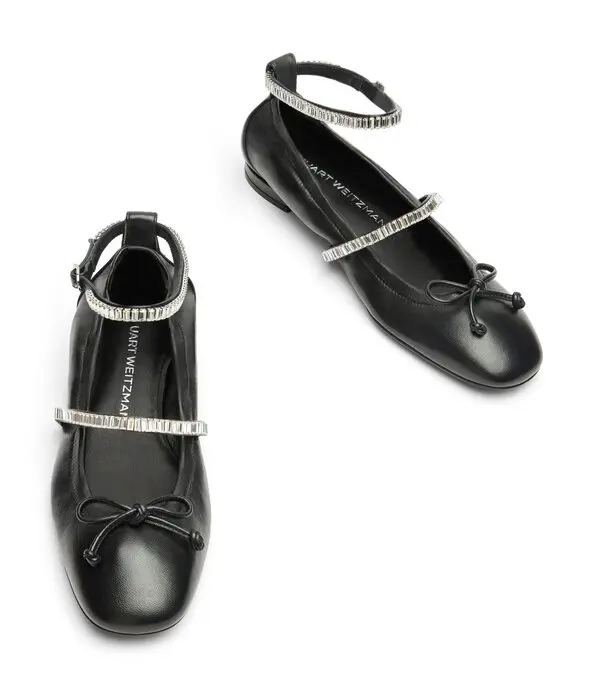 STUART WEITZMAN Stefanie Embellished Ballerina Flats - Black/clear