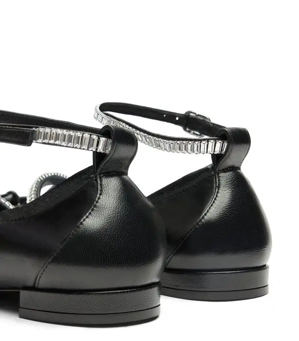 STUART WEITZMAN Stefanie Embellished Ballerina Flats - Black/clear