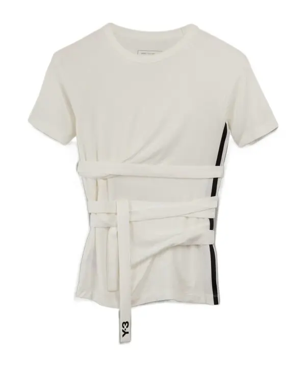 Y3 3-striped Drawstring T-shirt - White