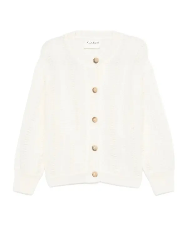 Closed Crew-neck Cardigan With Button Closure