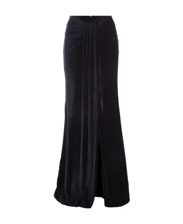 Blumarine Velvet Long Skirt With Slits