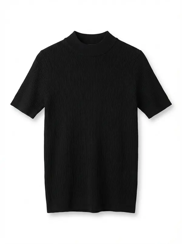 Celine Short-sleeved Turtleneck Ribbed Knit Sweater