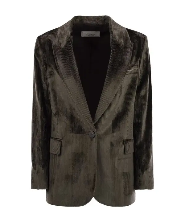 Peserico Velvet Striped Blazer - Black