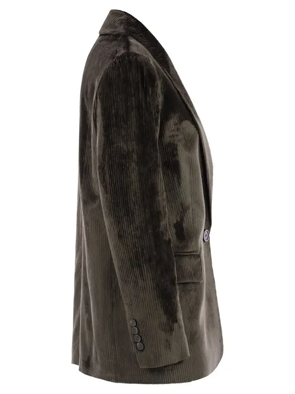 Peserico Velvet Striped Blazer - Black