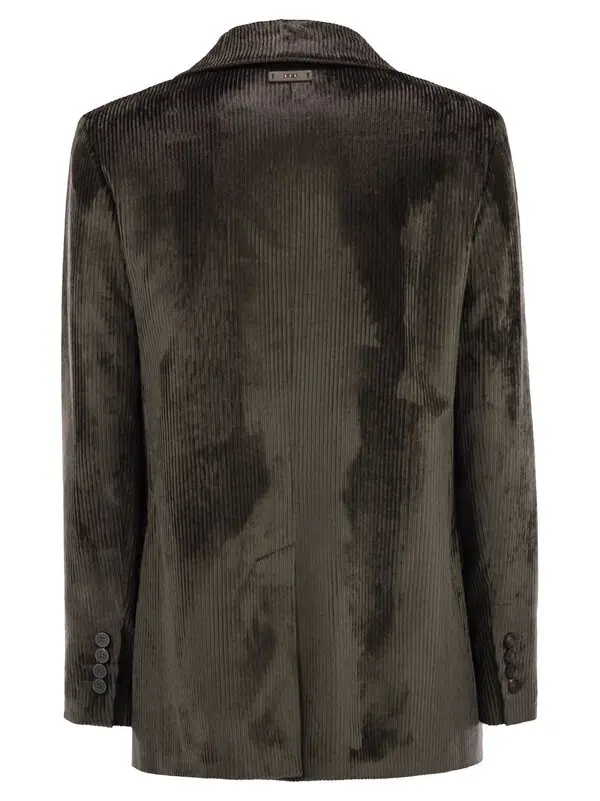 Peserico Velvet Striped Blazer - Black