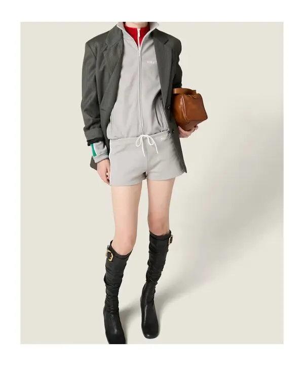Miu Miu Technical Yarn Mini Shorts - Gray/green