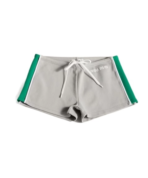 Miu Miu Technical Yarn Mini Shorts - Grey/green