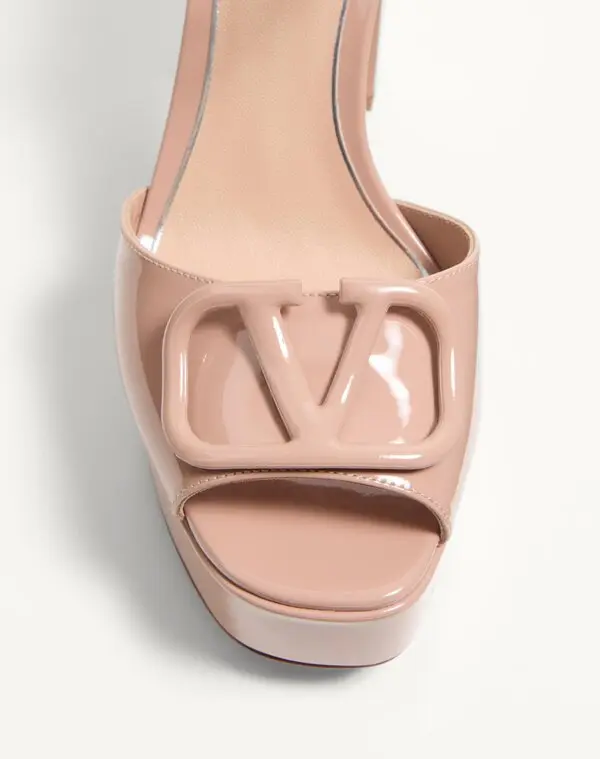 Valentino Garavani Vlogo Signature Patent Leather Platform Sandal 115mm - Nude