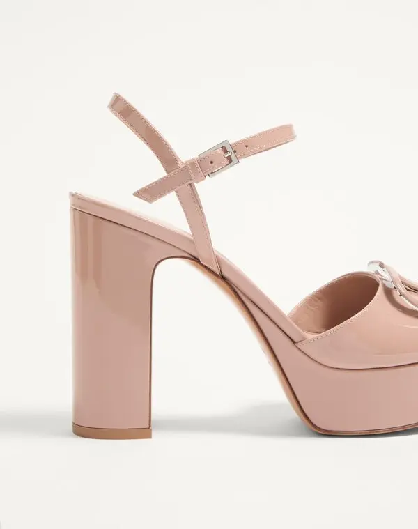 Valentino Garavani Vlogo Signature Patent Leather Platform Sandal 115mm - Nude