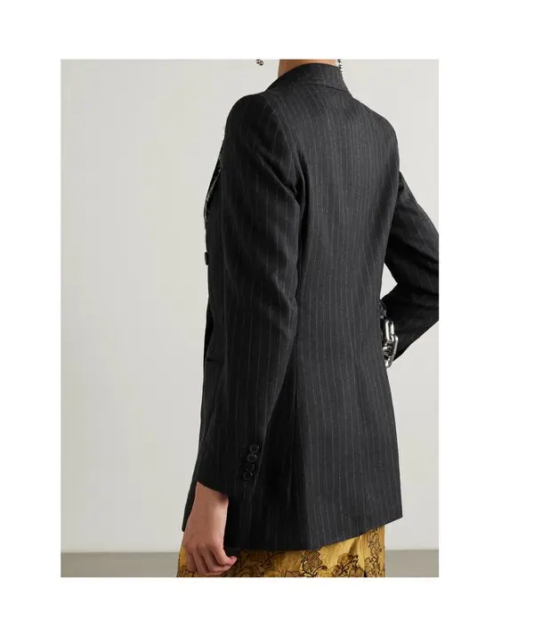 Dries Van Noten Double Breasted Striped Blazer - Black
