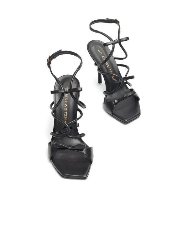 STUART WEITZMAN 100mm Tully Bow Detail Stiletto Sandals - Black