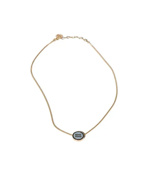 Miu Miu Logo Pendant Necklace - Yellow