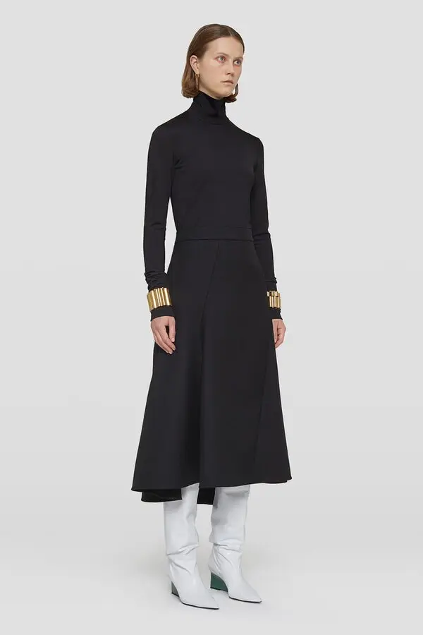 JIL SANDER High-neck Long-sleeve Satin Top