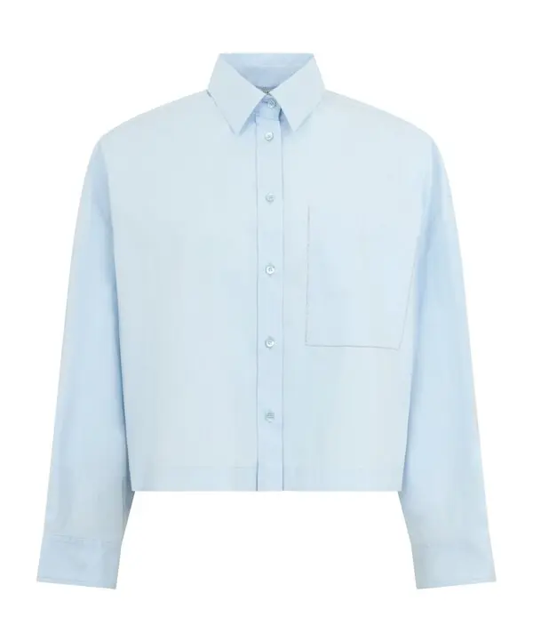 Peserico Cropped Pocket Shirt With Crystal Embellishment - Blue