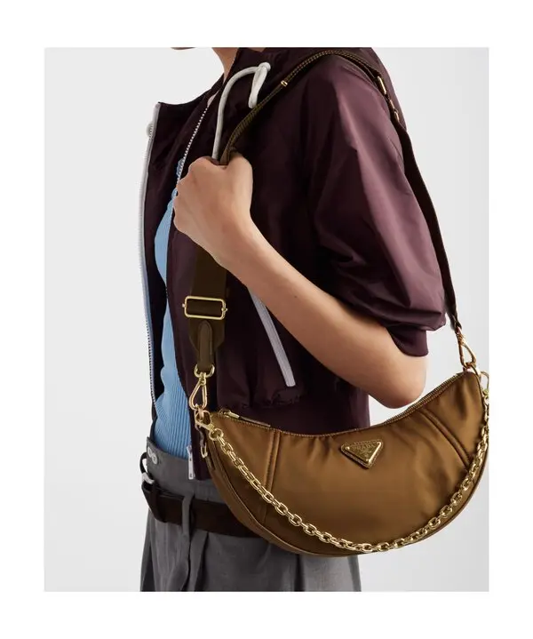 Prada Re-nylon Demi-lune Shoulder Bag - Brown