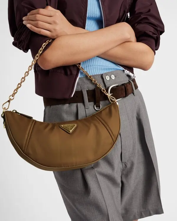 Prada Re-nylon Demi-lune Shoulder Bag - Brown