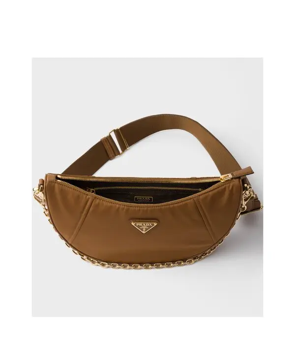 Prada Re-nylon Demi-lune Shoulder Bag - Brown