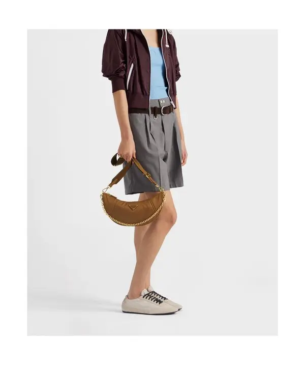 Prada Re-nylon Demi-lune Shoulder Bag - Brown