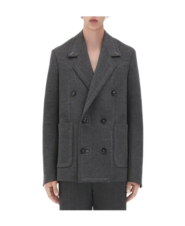 Bottega Veneta Logo Woolen Flannel Coat