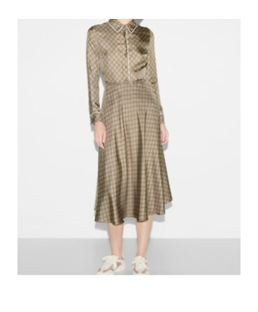 Gucci Monogrammed Silk Shirt Dress
