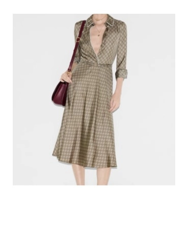 Gucci Monogrammed Silk Shirt Dress